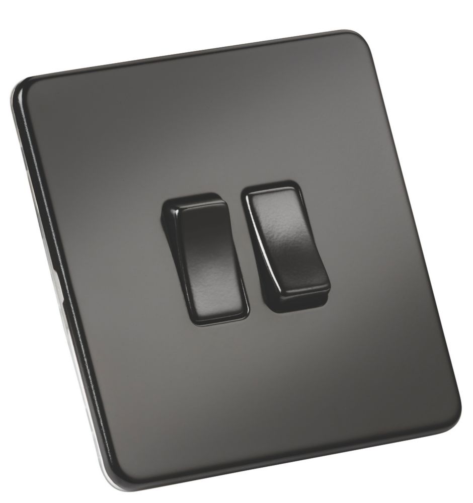 Knightsbridge 10AX 2-Gang 2-Way Light Switch Matt Black - Screwfix
