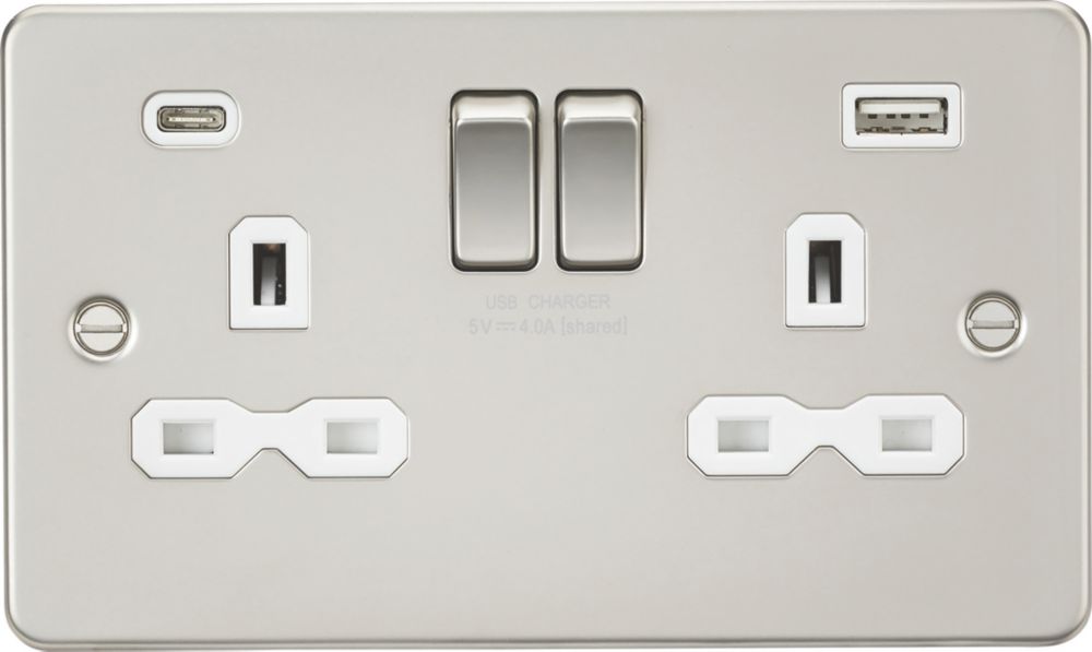 Knightsbridge 13A 2-Gang SP Switched Socket + 4.0A 20W 2-Outlet Type A ...