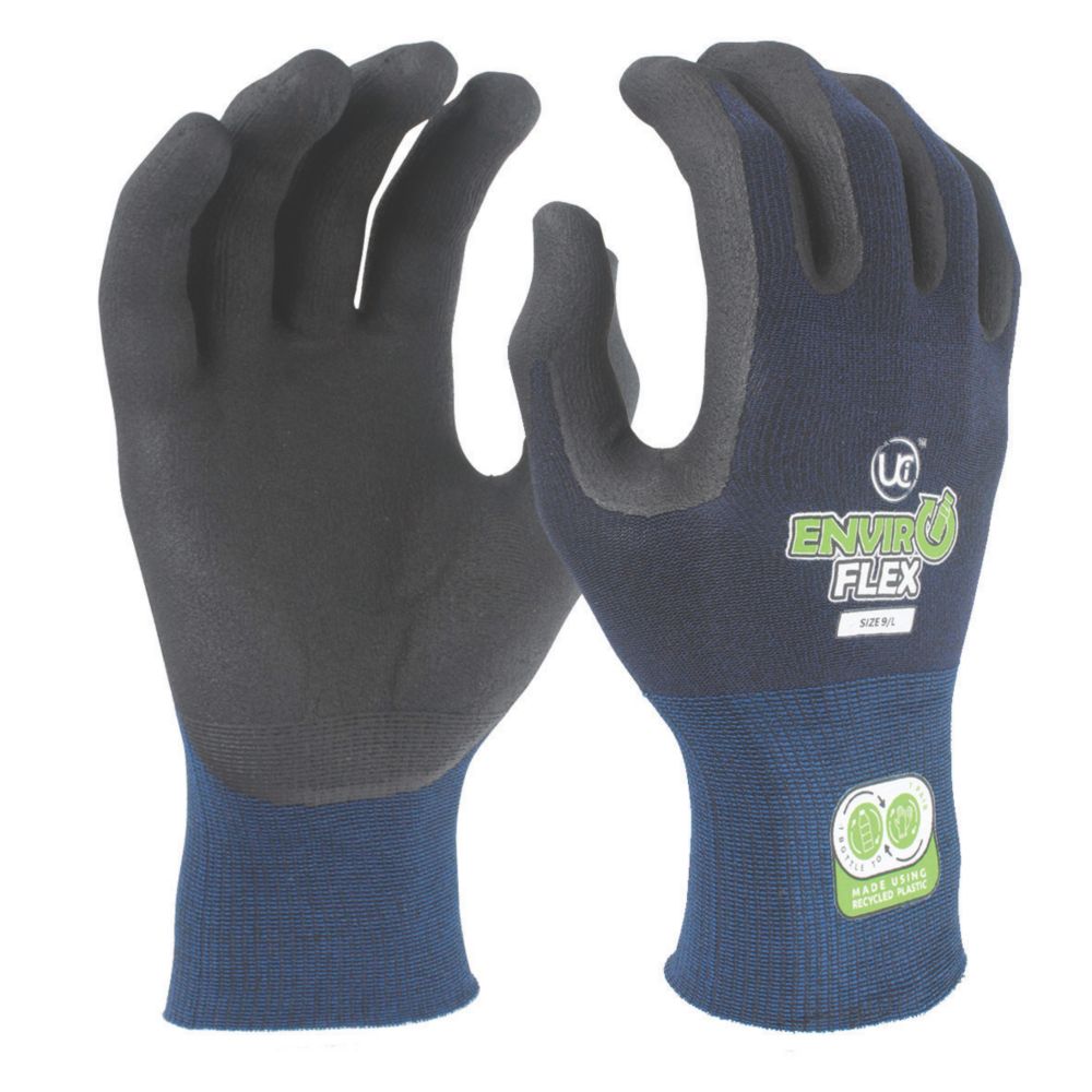 UCI EnviroFlex General Handling Gloves Blue/Black Large - Screwfix