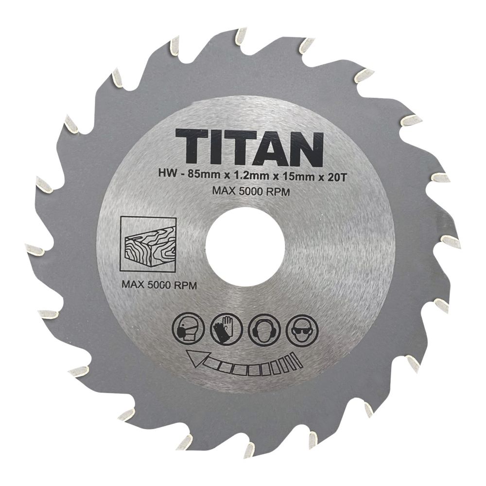 Titan Wood Circular Saw Blade 85mm x 15mm 20T - Screwfix