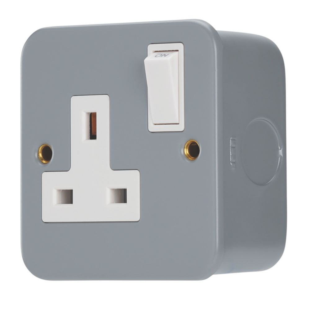 Contactum 13A 1-Gang DP Switched Metal Clad Socket with White Inserts ...
