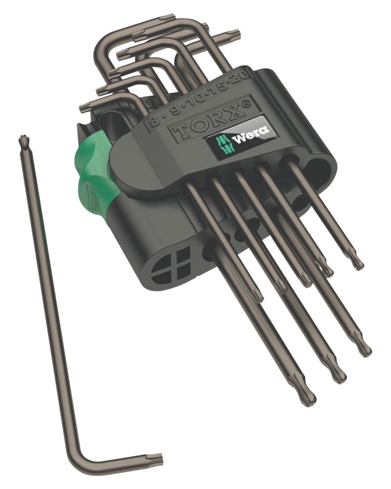 Wera 967/9 TX1 SB Blacklaser Metric Torx L-Key Set 9 Pieces - Screwfix