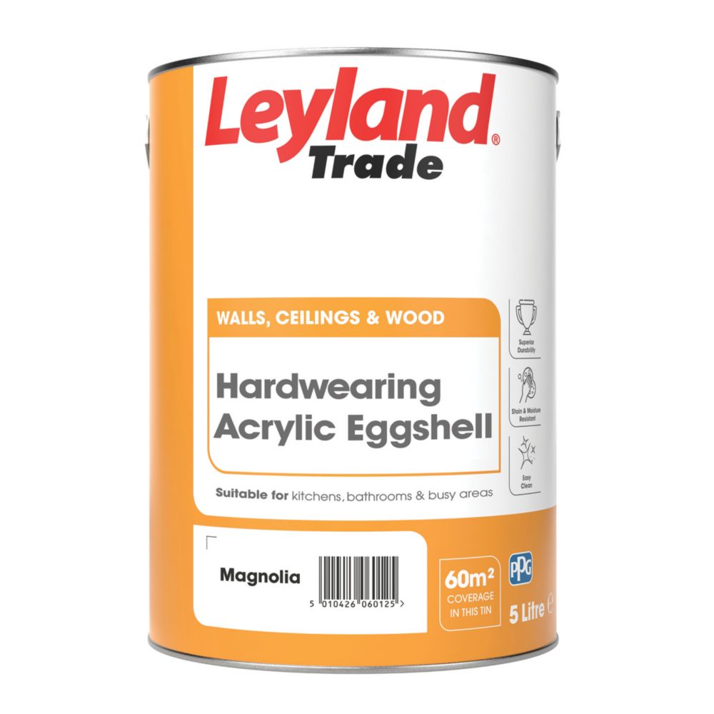 Leyland Trade 5Ltr Magnolia Mid-Sheen Emulsion Kitchen & Bathroom Paint ...