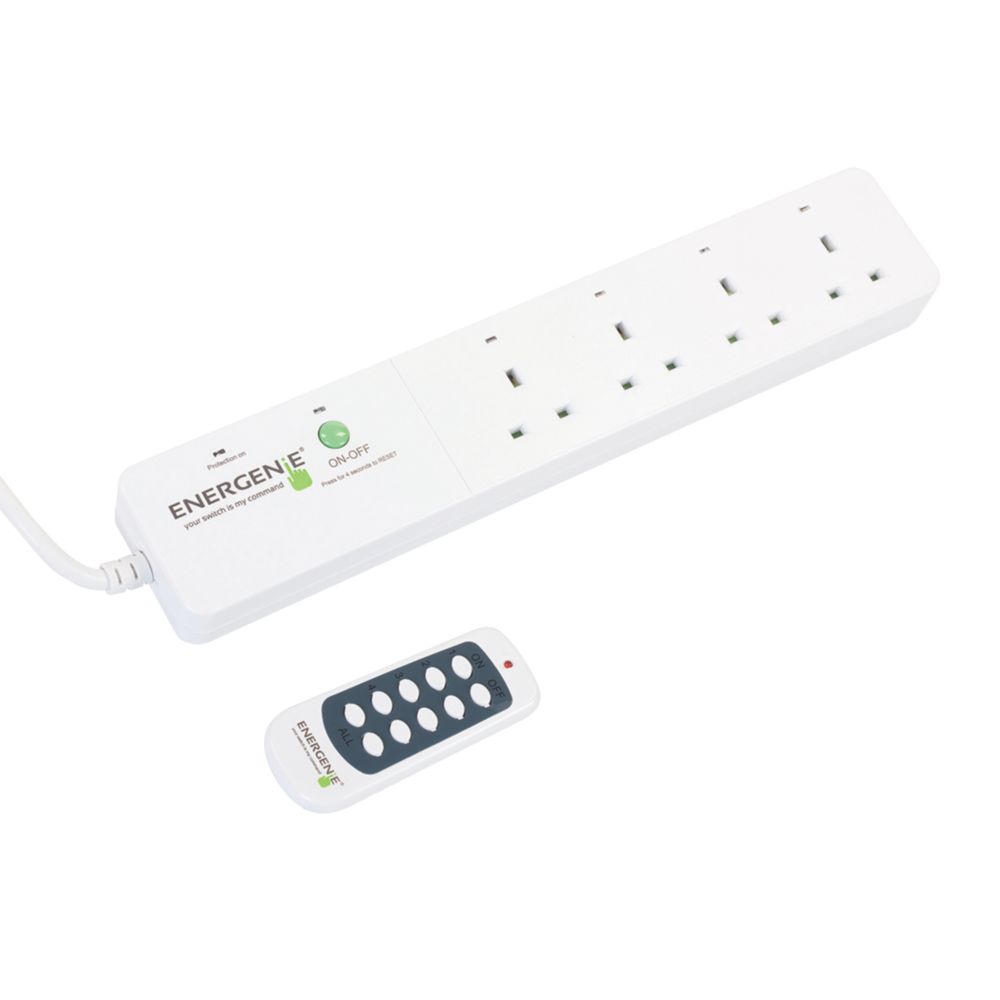 Energenie 13A 4-Gang Switched Surge-Protected Extension Lead & Wireless ...