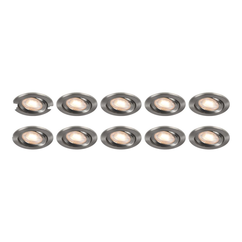 LAP Ubertas Tilt LED Downlights Brushed Nickel 4W 420lm 10 Pack - Screwfix