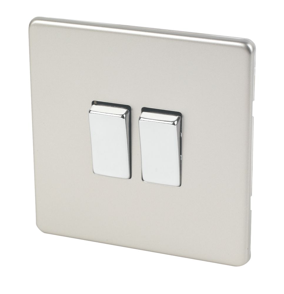 Varilight 10AX 2-Gang 2-Way Light Switch Satin Chrome | Switches ...