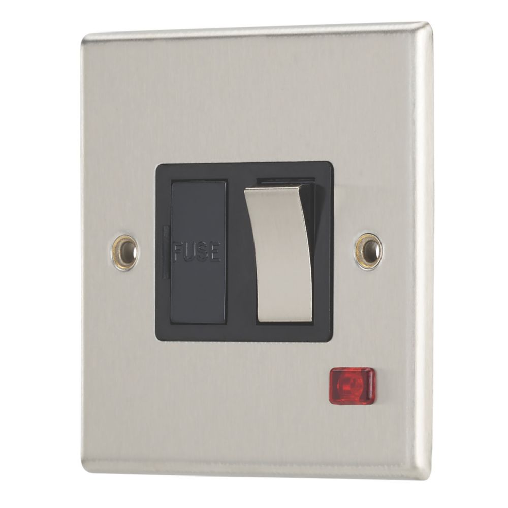 Contactum iConic 13A Switched Fused Spur with Neon Brushed Steel with ...