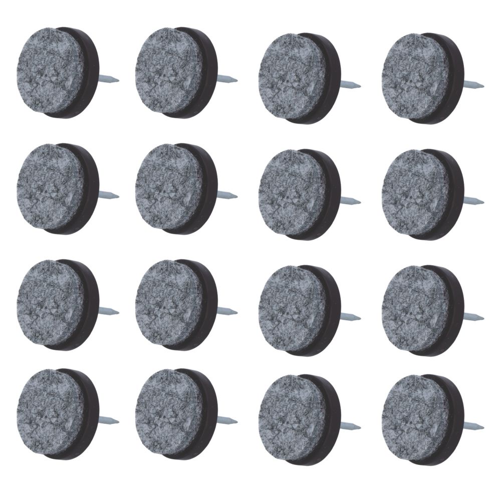 Fix-O-Moll Brown Round Pinned Felt Gliders 24mm x 24mm 16 Pack - Screwfix