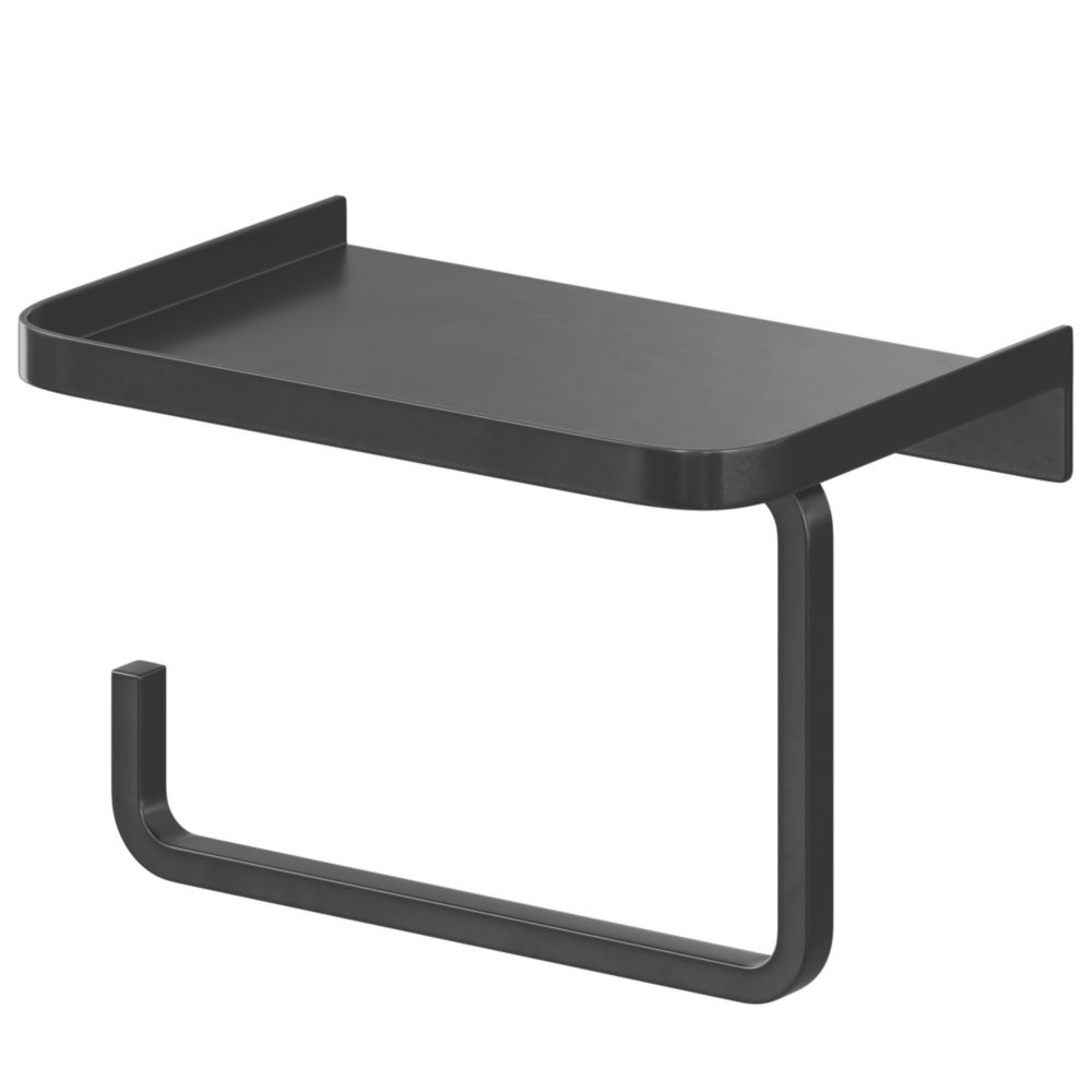 Elland Toilet Roll Holder With Shelf Black - Screwfix