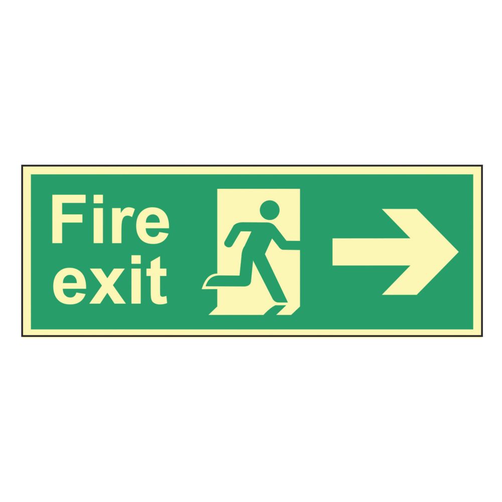 Essentials Photoluminescent "Fire Exit Man Right Arrow" Sign 150mm x ...