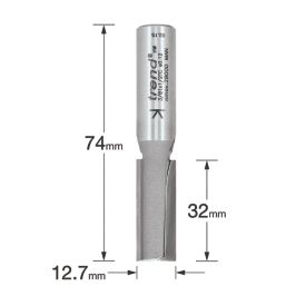 Trend 3/81X1/2TC 1/2" Shank Double-Flute Straight Router Cutter 12.7mm ...