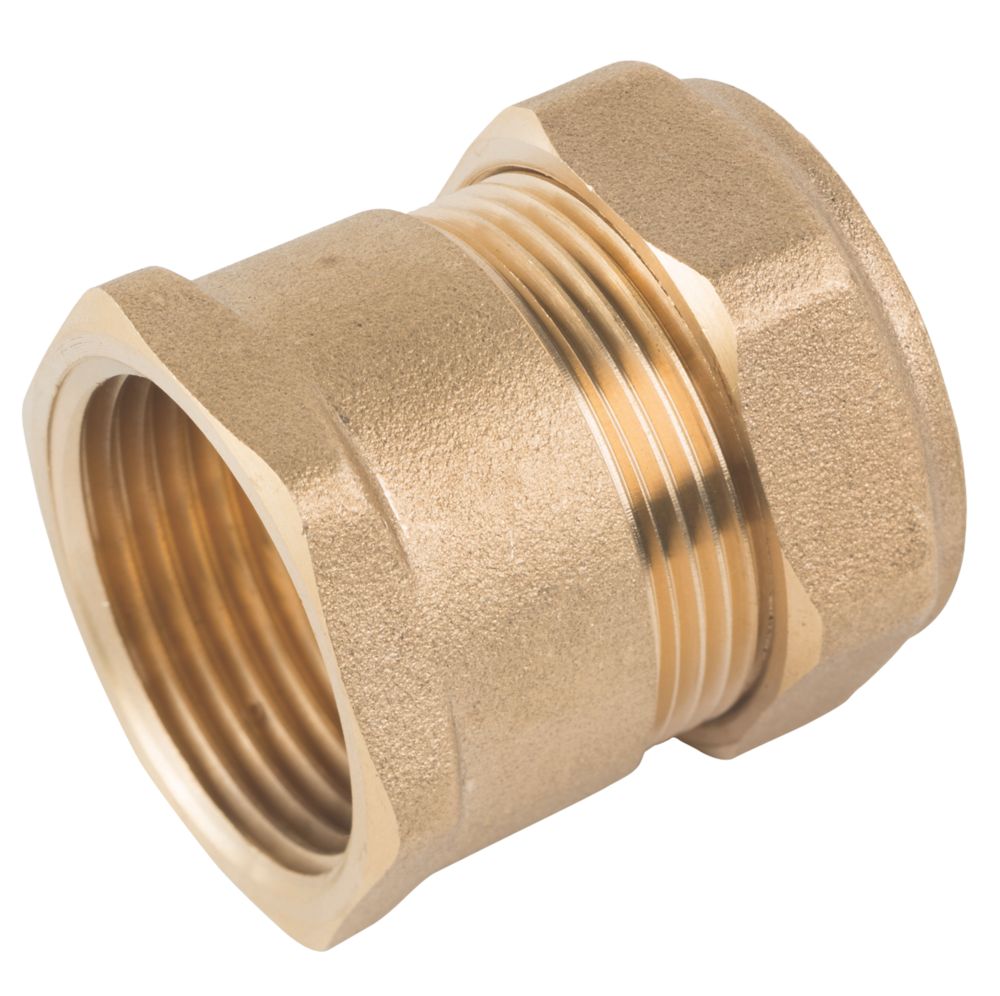 Midbrass Brass Compression Adapting Female Coupler 1" x 1" - Screwfix
