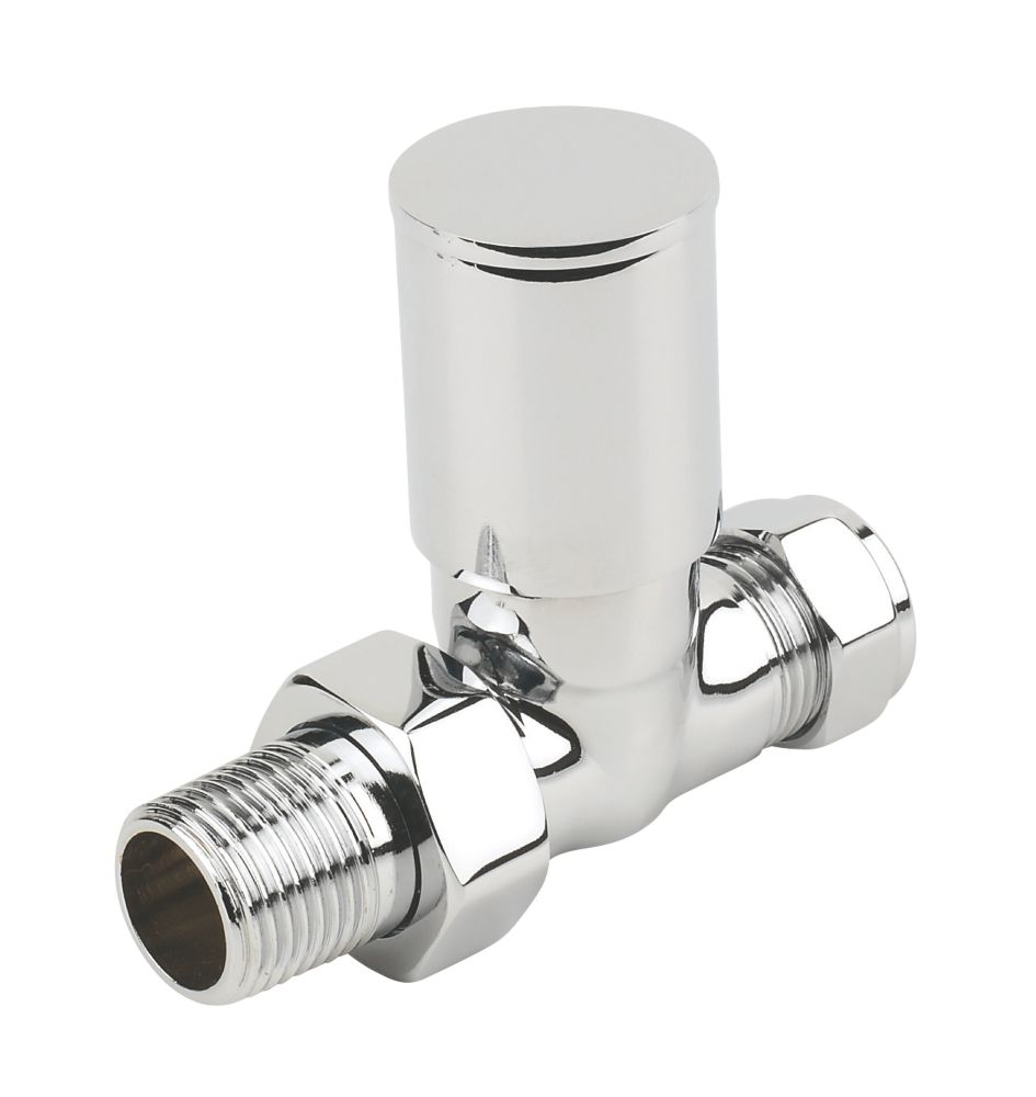 Verona 15mm x 1/2" Chrome Straight Modern Manual Radiator Valve Head ...