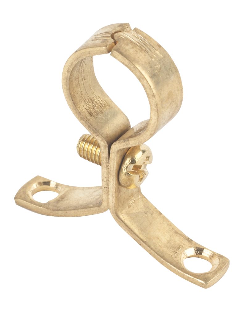 Essentials 15mm Pipe Clips Brass 10 Pack - Screwfix