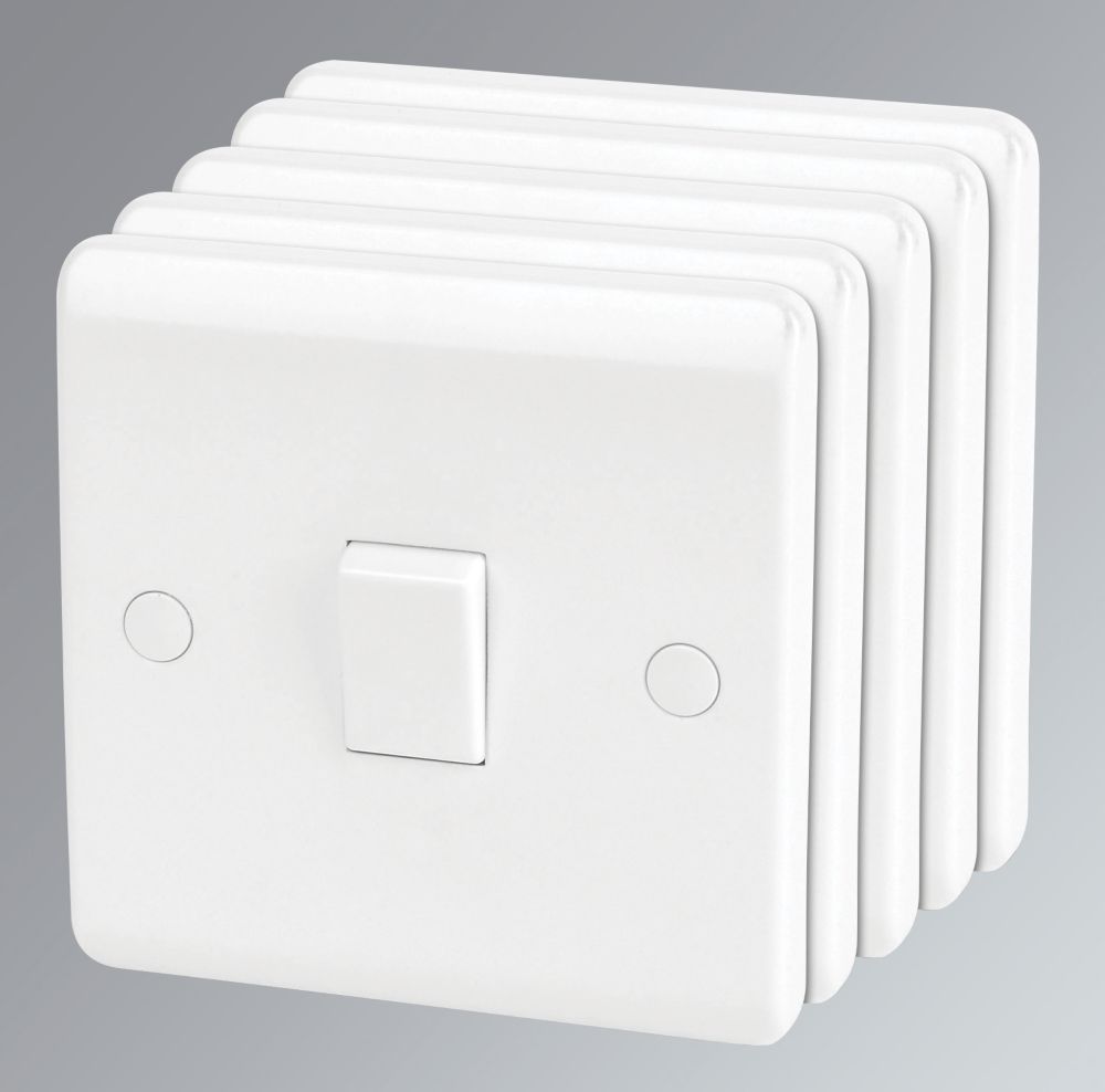 LAP 10AX 1-Gang 1-Way Light Switches White 5 Pack - Screwfix