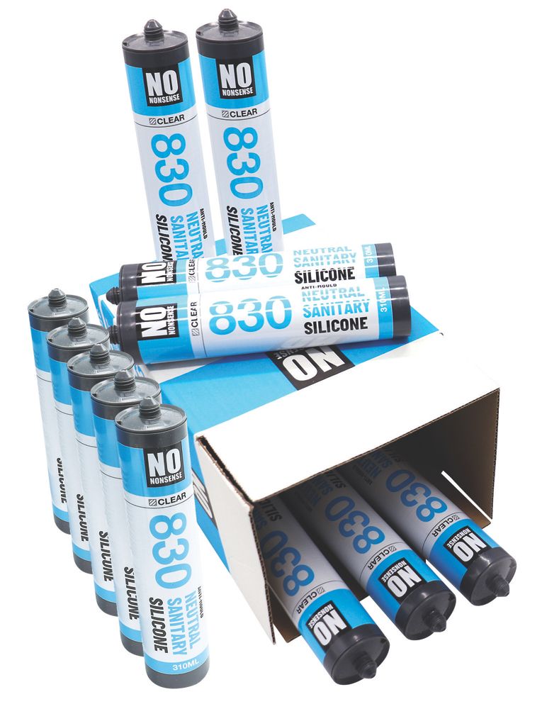 No Nonsense 830 Anti-Mould Neutral Sanitary Silicone Sealant Clear ...