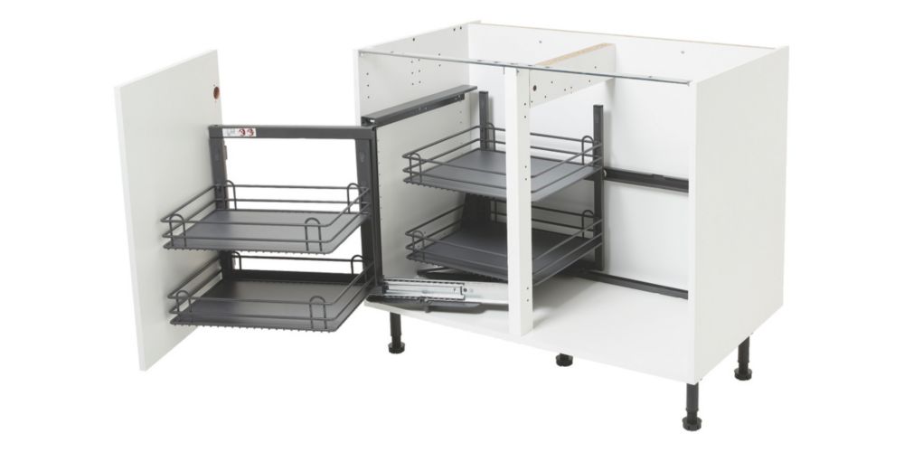 Essentials Anthracite LH Corner Pull-Out Storage 1000mm - Screwfix