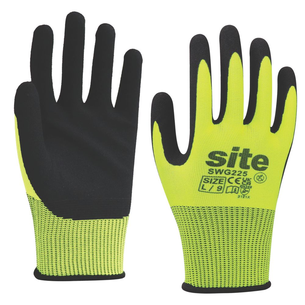Site Gloves Yellow/Black Large - Screwfix