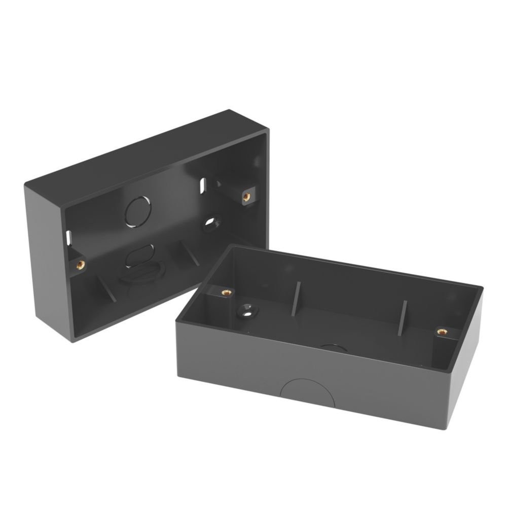 D-Line TSB35B/2 2-Gang Surface Pattress Black Box 35mm 2 Pack - Screwfix