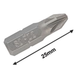 Titan 6.35mm 25mm Hex Shank PZ2 Screwdriver Bits 10 Pack - Screwfix