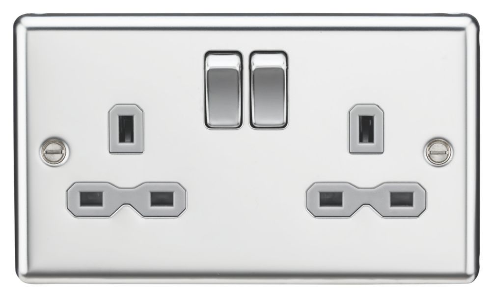 Knightsbridge 13A 2-Gang DP Switched Double Socket Polished Chrome with ...