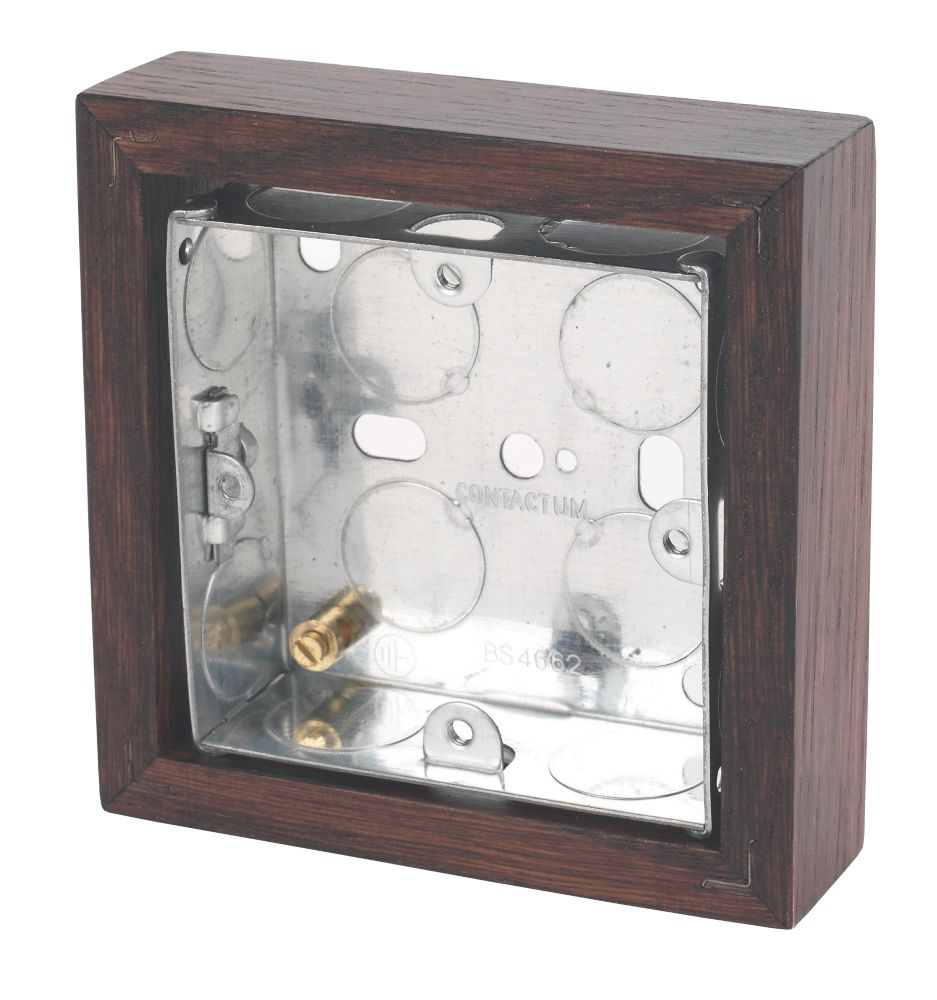 Varilight 1-Gang Surface Pattress Dark Oak Single Wall Box 25mm - Screwfix