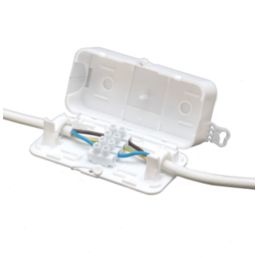 Debox 24A In-line Junction Box 50 x 102 x 28.5mm White - Screwfix