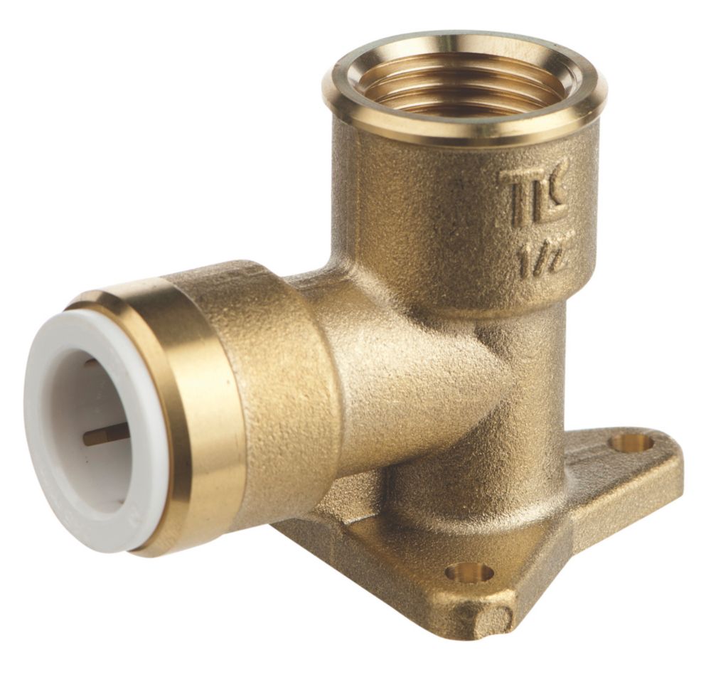 Flomasta Brass Push-Fit Adapting 90° Wall Plate Elbow 15mm x 1/2 ... Flomasta Brass Push-Fit Adapting 90° Wall Plate Elbow 15mm x 1/2 ...
