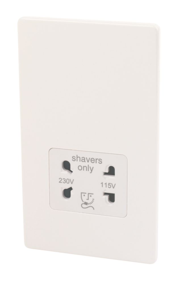Varilight 2-Gang Dual Voltage Shaver Socket 115 / 230V Ice White with ...