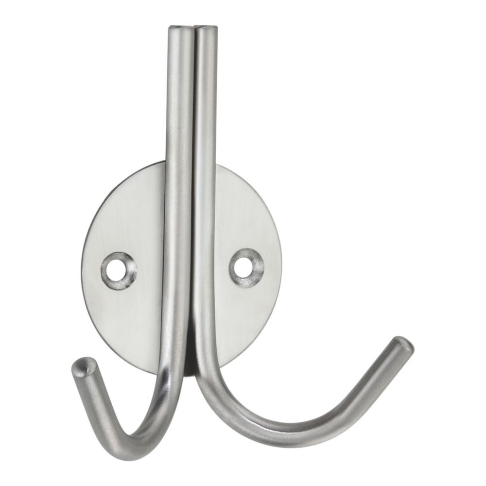 Essentials Double Hook Satin Stainless Steel 96mm - Screwfix