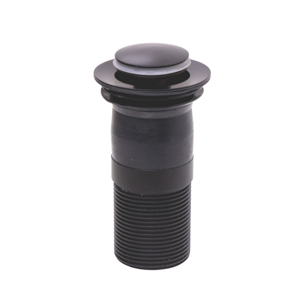 Top-Fix Unslotted Push Button Basin Waste Matt Black 60mm - Screwfix