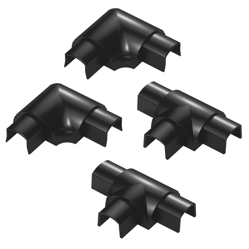 D-Line PVC Black Micro Trunking Equal Tee Flat Bend Pack 4 Pieces ...