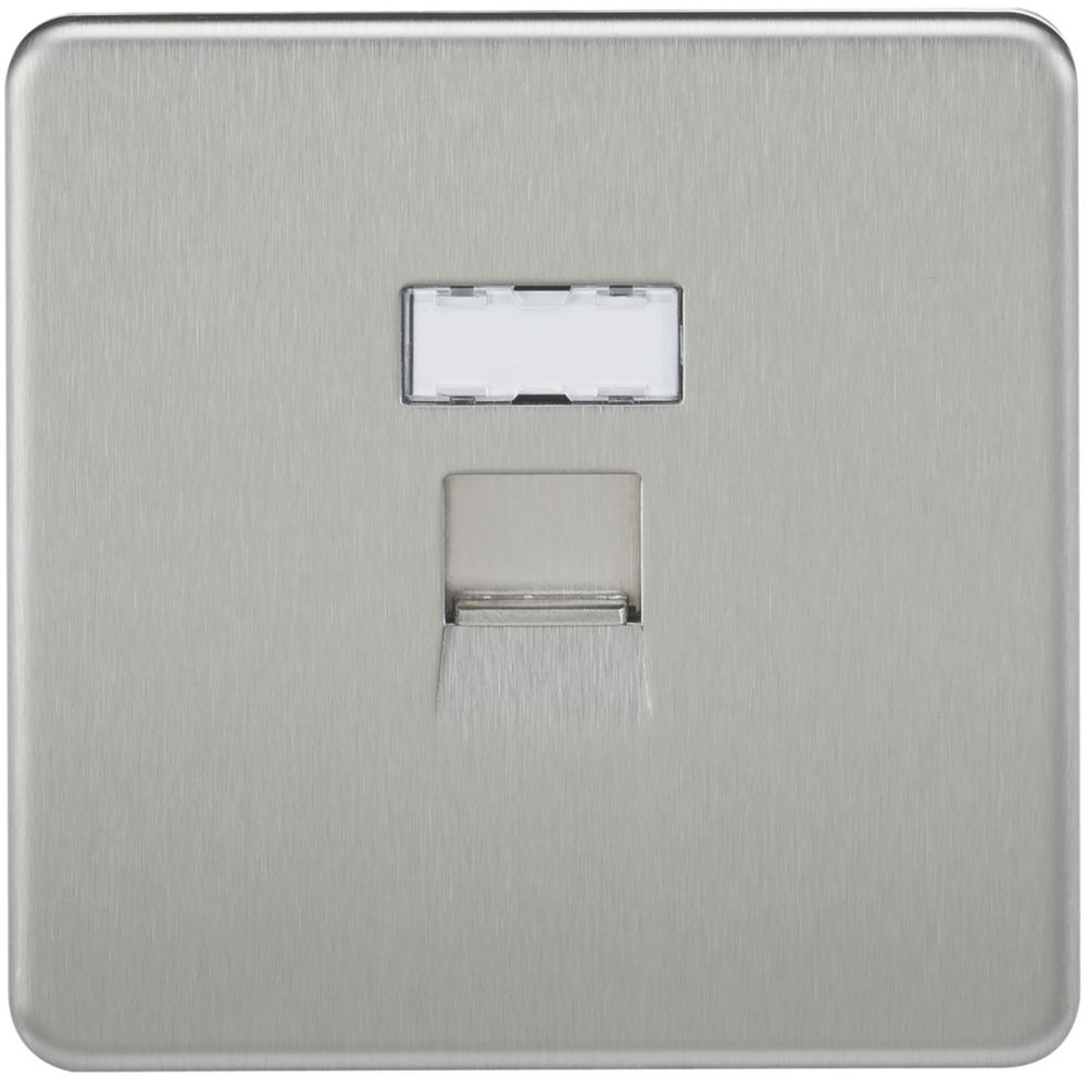 Knightsbridge 1-Gang RJ45 Ethernet Socket Brushed Chrome - Screwfix