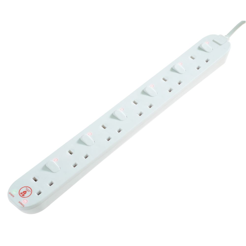 Masterplug 13A 6-Gang Switched Surge-Protected Extension Lead 1m - Screwfix