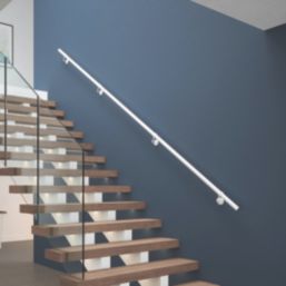 Rothley Steel Handrail Kit Matt White 3600mm - Screwfix