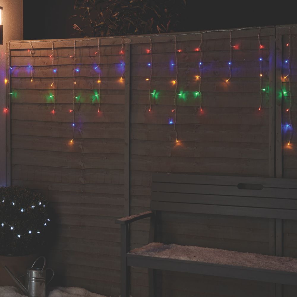 300 LED Indoor & Outdoor Multi Colour Icicle Christmas Lights - Screwfix