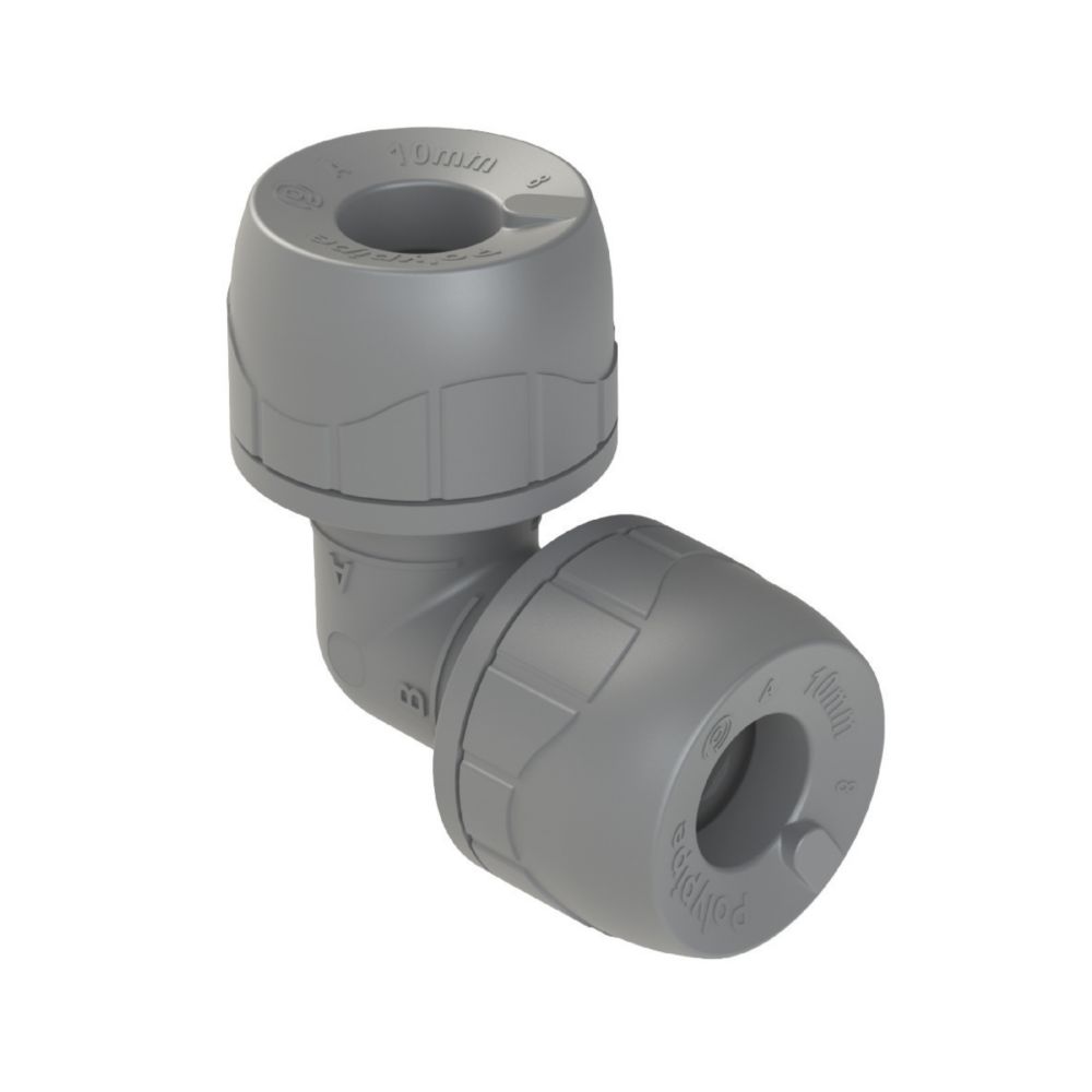 PolyPlumb Enhanced Plastic Push-Fit Equal 90° Elbow 10mm - Screwfix