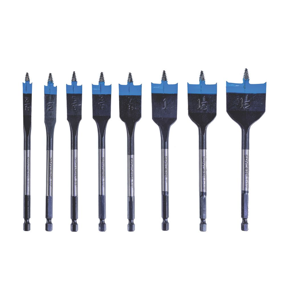 Spyder Stinger Hex Shank Flat Wood Spade Bit Set 8 Pieces - Screwfix