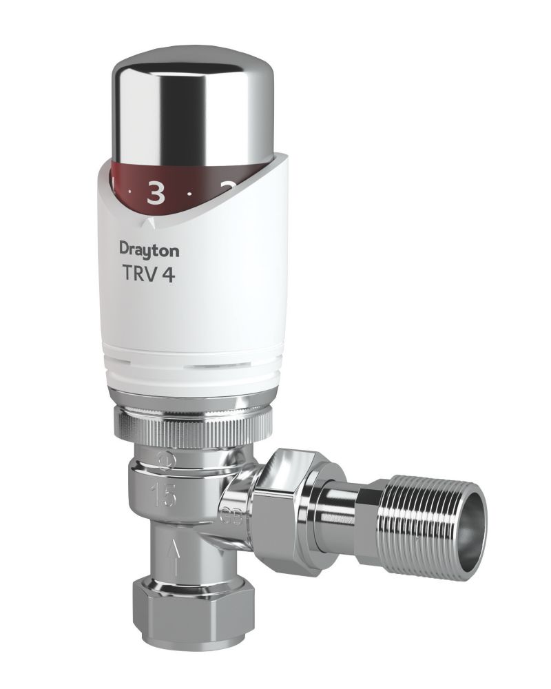 Drayton TRV4 15mm x 1/2" White/Chrome Angled Designer Thermostatic ...