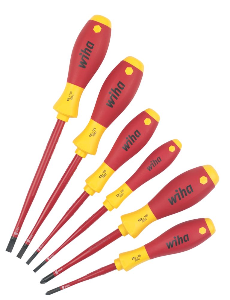 Wiha SoftFinish Mixed VDE Slimfix Screwdriver Set 6 Pcs - Screwfix
