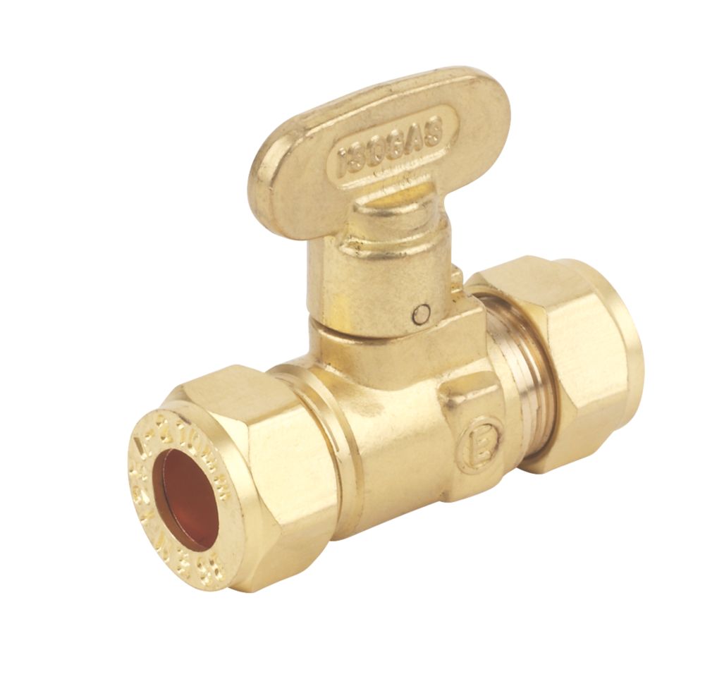 Essentials Gas Isolating Valve 10mm x 10mm - Screwfix