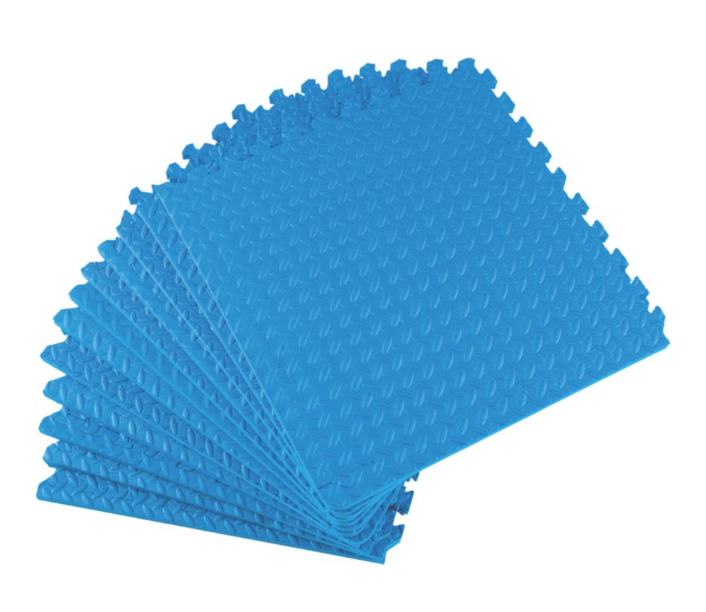 Essentials Interlocking Floor Tiles Blue 10mm 12 Pack - Screwfix