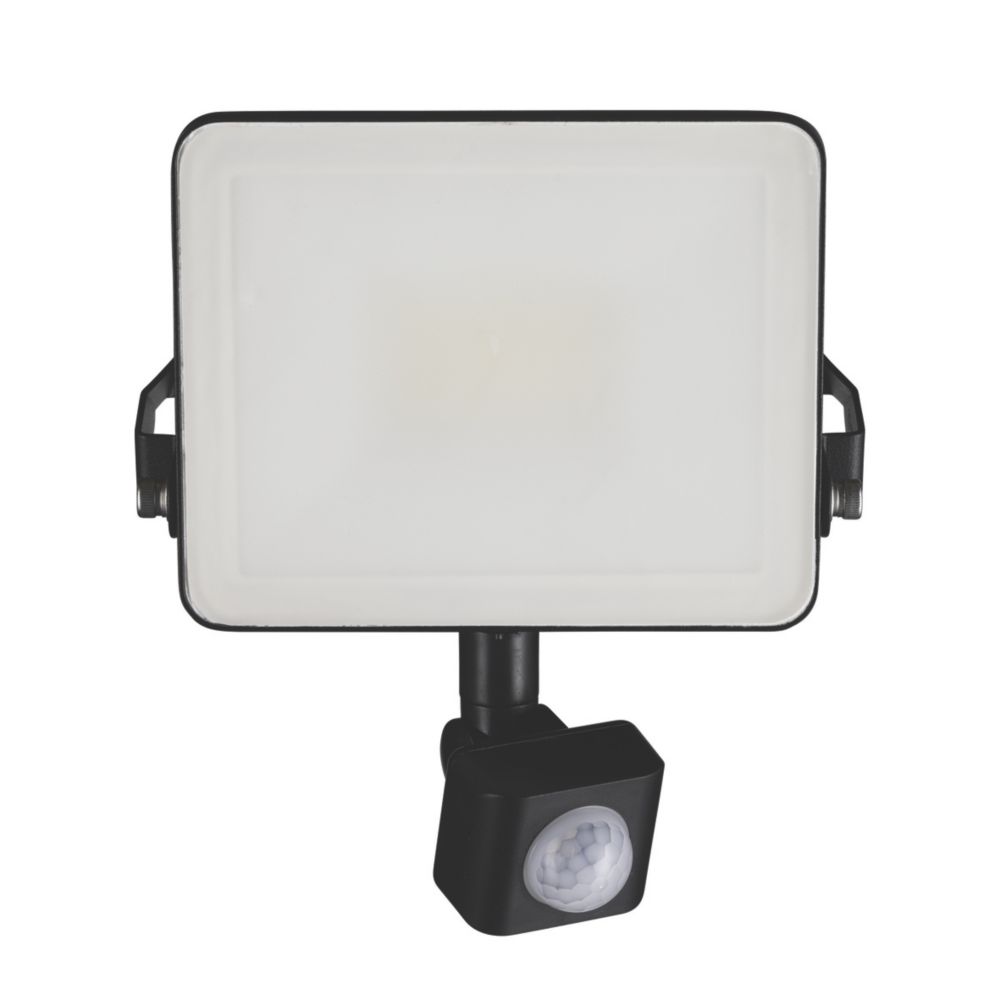 TCP Indoor & Outdoor LED Floodlight With PIR Sensor Black 10W 1400lm ...