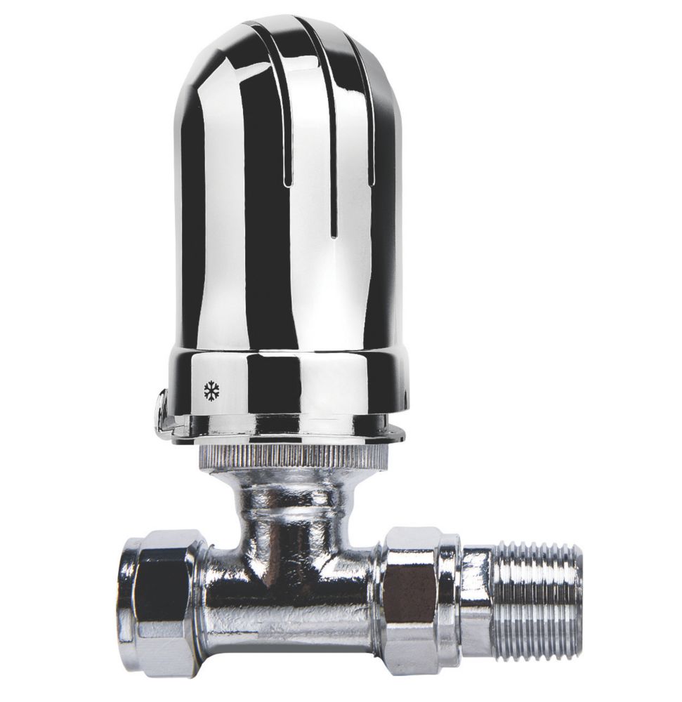 Flomasta 1/2" x 15mm Chrome Straight Modern Thermostatic Radiator Valve ...