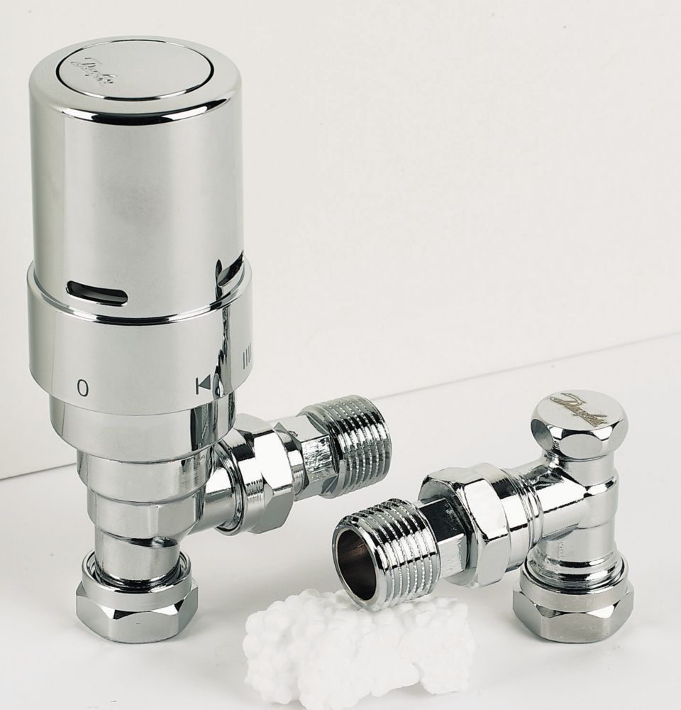 Danfoss RAS-D² 10/15mm x 1/2" Chrome Angled & L/S Modern Thermostatic ...
