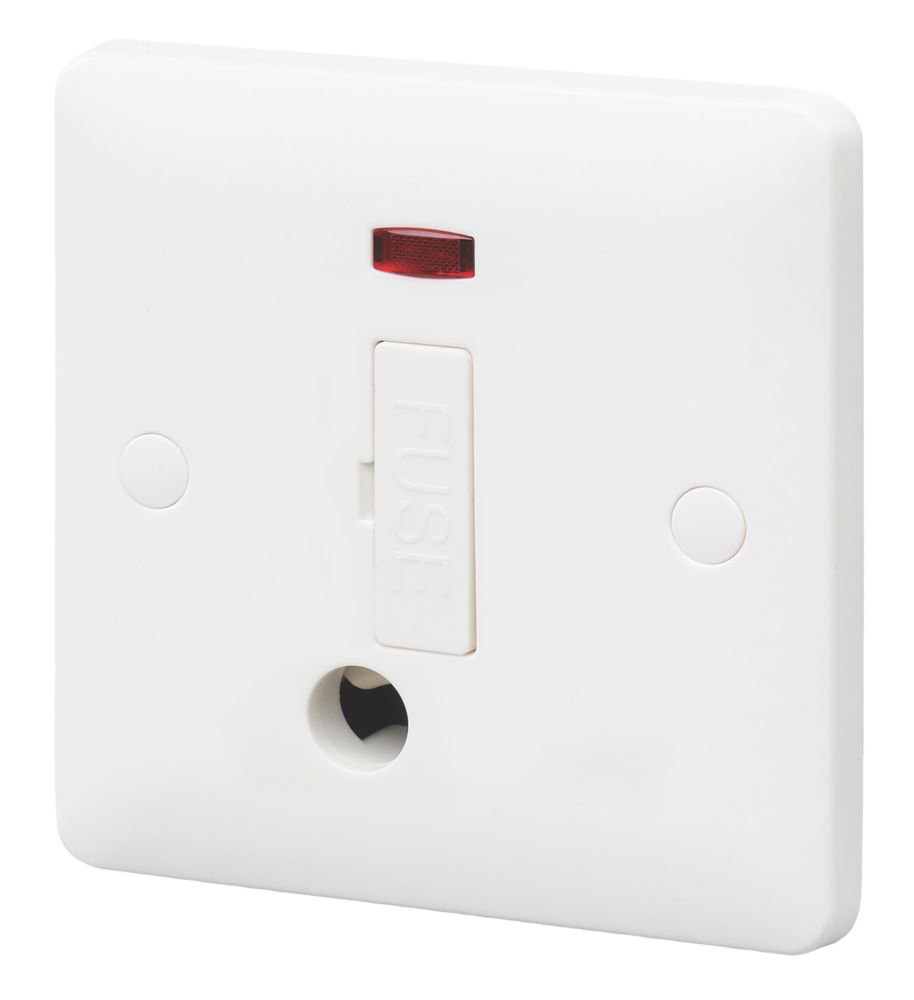 MK Base 13A Unswitched Fused Spur & Flex Outlet with Neon White with ... MK Base 13A Unswitched Fused Spur & Flex Outlet with Neon White with ...