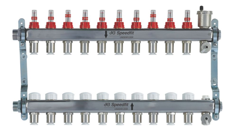JG Speedfit 10 Port Manifold Set Chrome - Screwfix