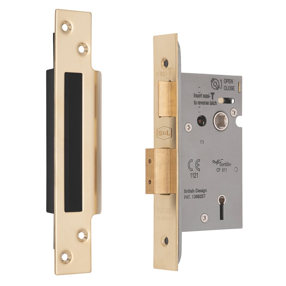 Smith & Locke 5 Lever Polished Brass Architectural Sash Lock 65mm Case ...