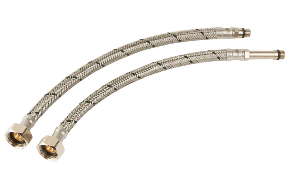 Midbrass Flexi Tap Connector 10mm x 1/2" x 300mm 2 Pack - Screwfix