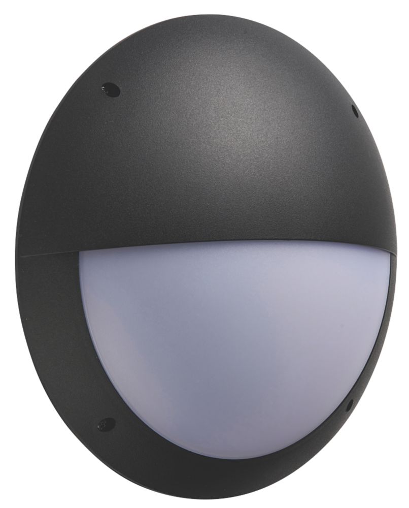 LAP Outdoor Round LED Bulkhead Matt Black 12W 1000lm - Screwfix